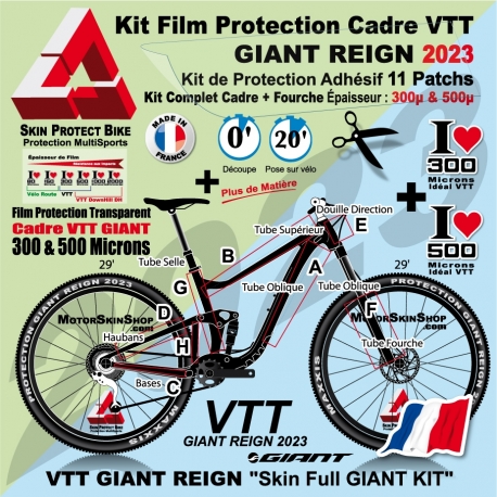 Kit Film Protection Cadre VTT GIANT REIGN 2023 2 épaisseurs differentes